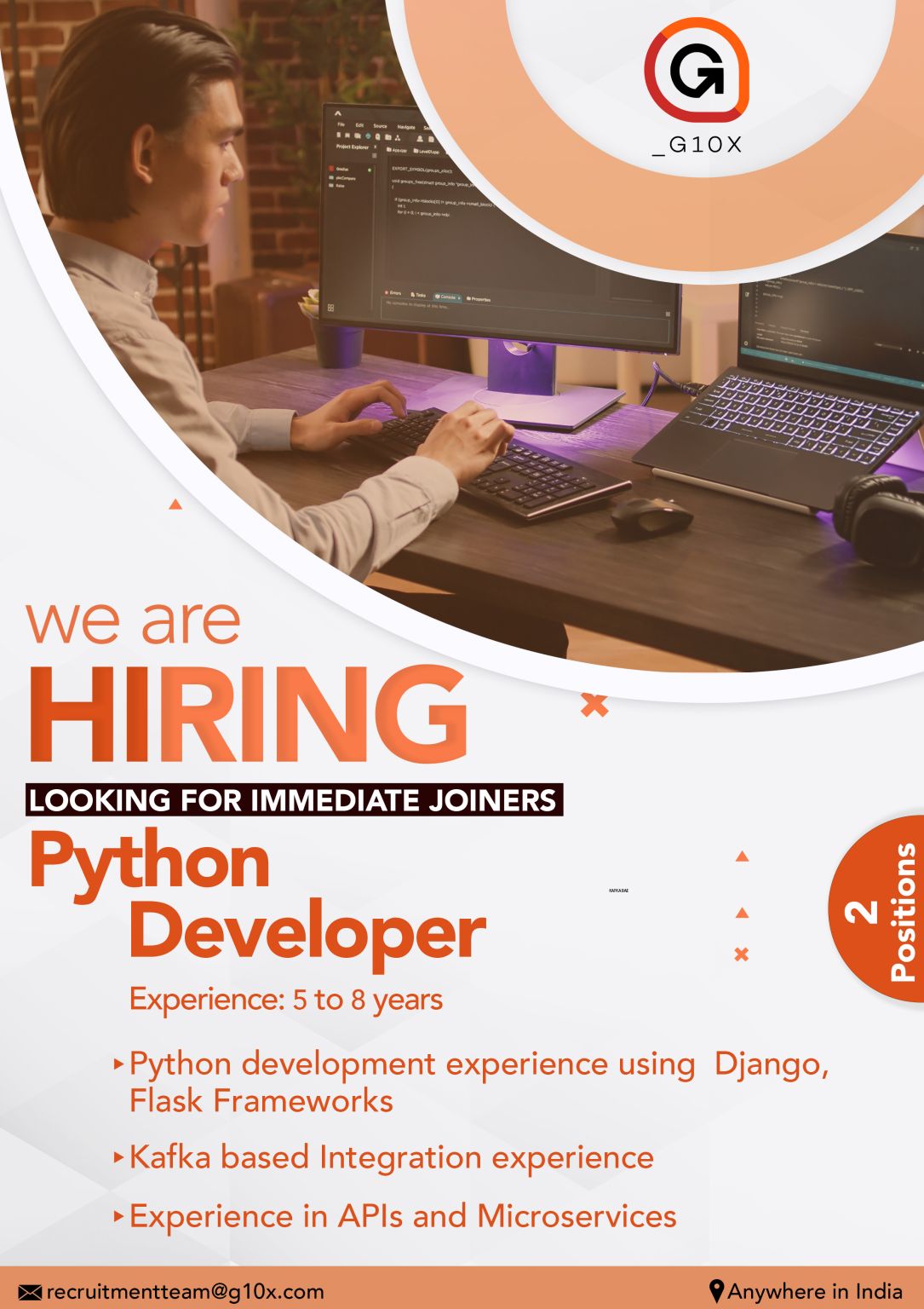 #hiring #pythondeveloper #python #pythondevelopers #pythonjobs… | G10X #hiring #pythondeveloper #python #pythondevelopers #pythonjobs… | G10X