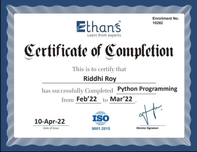 RIDDHI ROY on LinkedIn: #ethans #programming #python #pythondeveloper # ... RIDDHI ROY on LinkedIn: #ethans #programming #python #pythondeveloper # ...