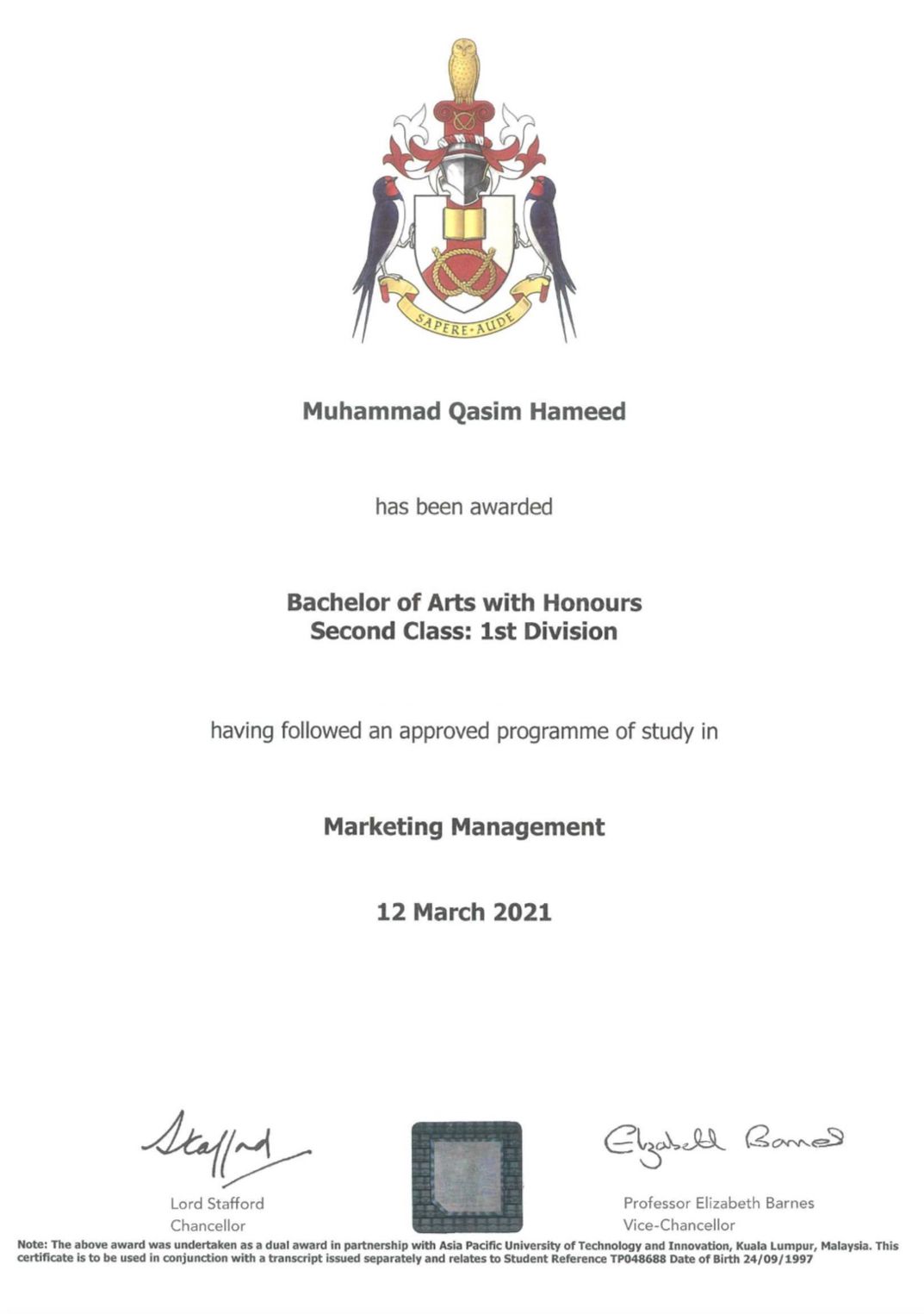 Muhammad Qasim Hameed on LinkedIn: 3 years at Asia Pacific University ... Muhammad Qasim Hameed on LinkedIn: 3 years at Asia Pacific University ...