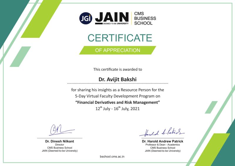 Dr. Avijit Bakshi on LinkedIn: Certificate awarded to me Dr. Avijit Bakshi on LinkedIn: Certificate awarded to me
