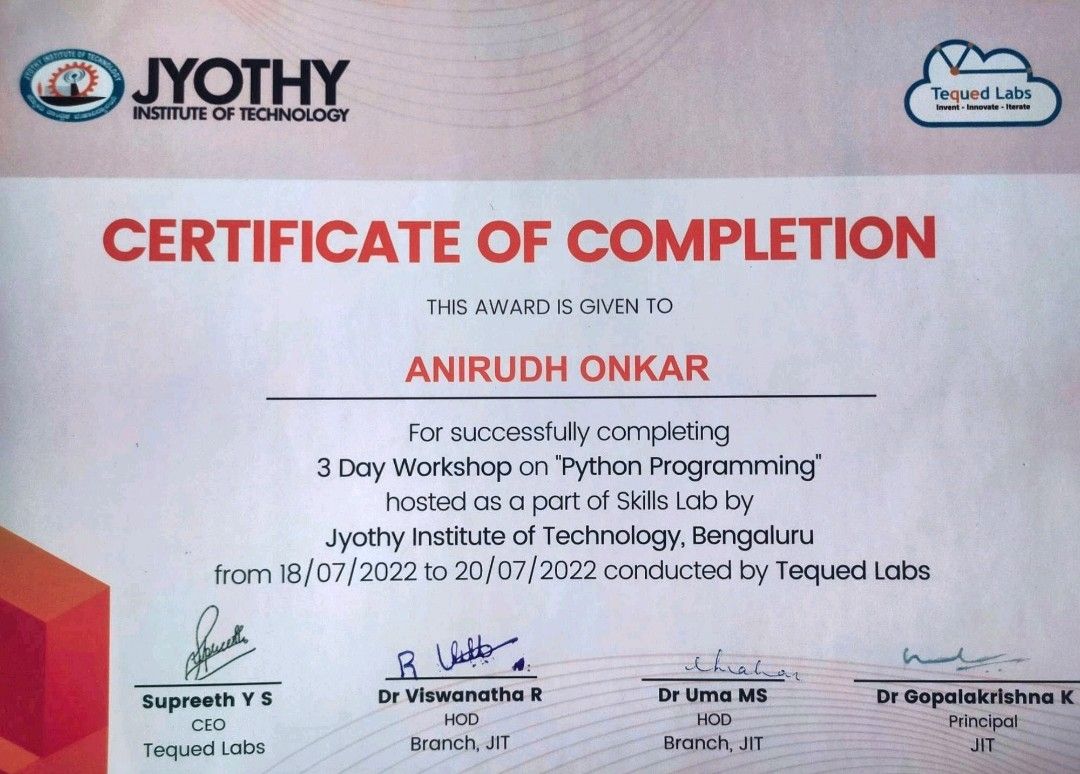 Anirudh Onkar on LinkedIn: #pythonprogramming #bangalore Anirudh Onkar on LinkedIn: #pythonprogramming #bangalore