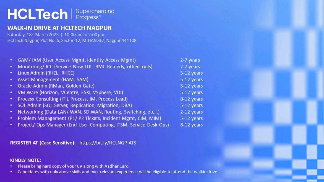 Abhishek Chatterjee on LinkedIn: #hcltech #hcl #nagpur #jobs #vacancy # ... Abhishek Chatterjee on LinkedIn: #hcltech #hcl #nagpur #jobs #vacancy # ...