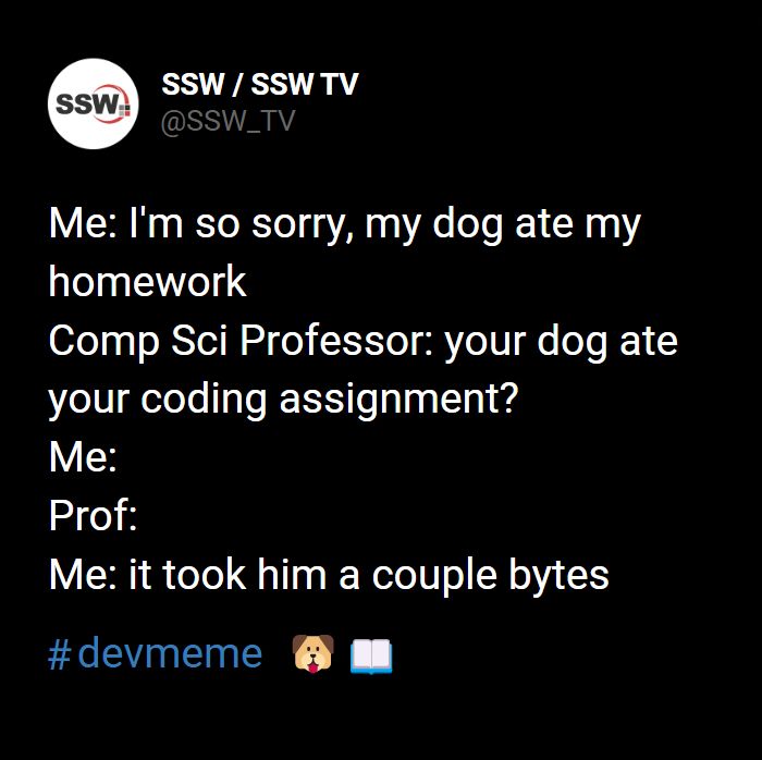 SSW on LinkedIn: #coding #programmingjokes #programminghumor # ... SSW on LinkedIn: #coding #programmingjokes #programminghumor # ...