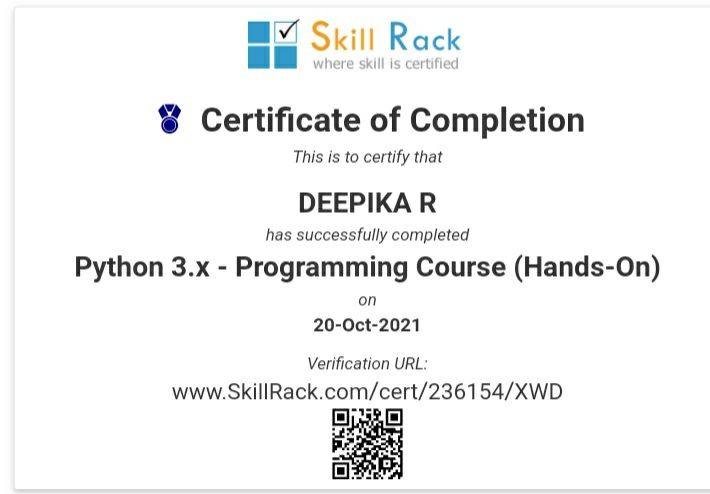#skillrack #python | Deepika R #skillrack #python | Deepika R
