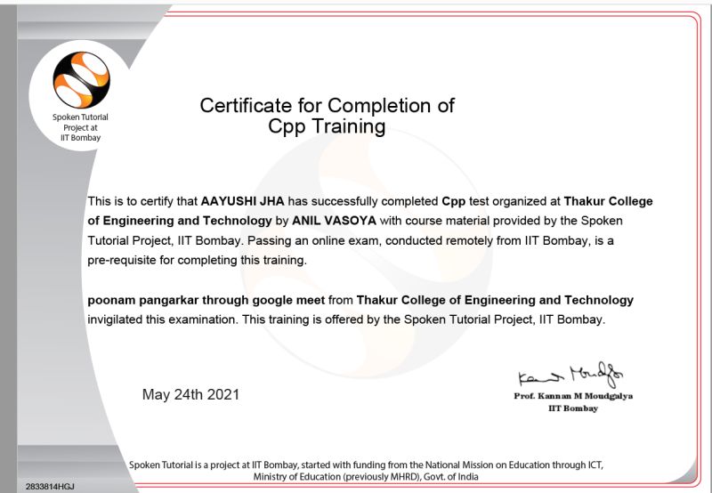 Aayushi Jha on LinkedIn: #cpp #spokentutorial Aayushi Jha on LinkedIn: #cpp #spokentutorial