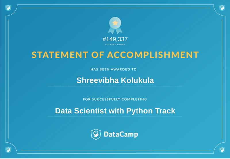 Shreevibha Kolukula on LinkedIn: #datascience #datacamp #python # ... Shreevibha Kolukula on LinkedIn: #datascience #datacamp #python # ...
