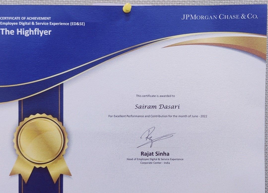 Sairam Dasari on LinkedIn: Thank you JPMorgan Chase & Co. Sairam Dasari on LinkedIn: Thank you JPMorgan Chase & Co.