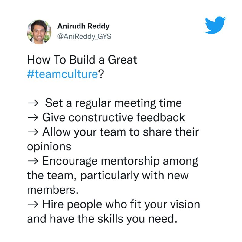 Anirudh Reddy on LinkedIn: How do you build a positive team culture? Anirudh Reddy on LinkedIn: How do you build a positive team culture?