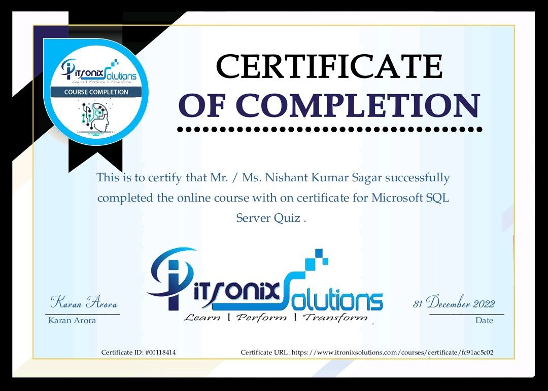 Microsoft SQL Server it is! | Nishant Kumar Sagar Microsoft SQL Server it is! | Nishant Kumar Sagar