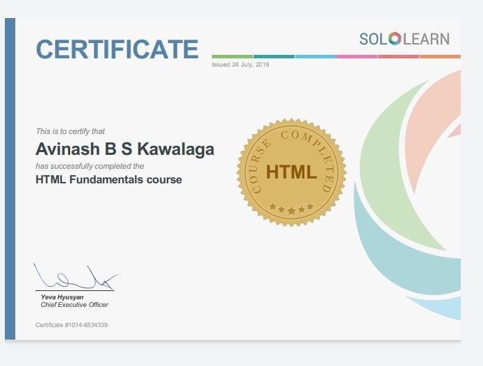 Avinash B S on LinkedIn: Successfully completed HTML fundamental course Avinash B S on LinkedIn: Successfully completed HTML fundamental course