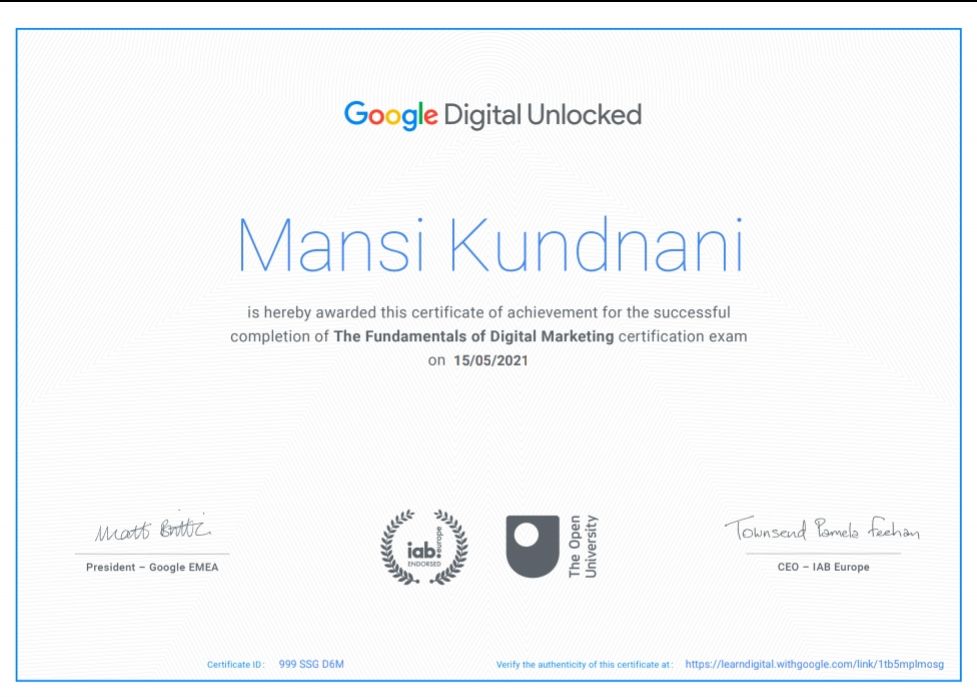Mansi Kundnani on LinkedIn: #googledigitalunlocked #digitalmarketing # ... Mansi Kundnani on LinkedIn: #googledigitalunlocked #digitalmarketing # ...