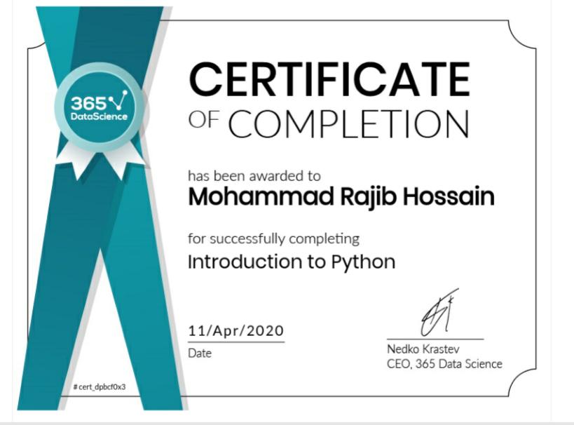 Mohammad Rajib Hossain on LinkedIn: Course: Introduction to Python ... Mohammad Rajib Hossain on LinkedIn: Course: Introduction to Python ...