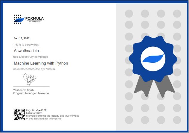 #srec #certificate #python | Aswath Sachin #srec #certificate #python | Aswath Sachin