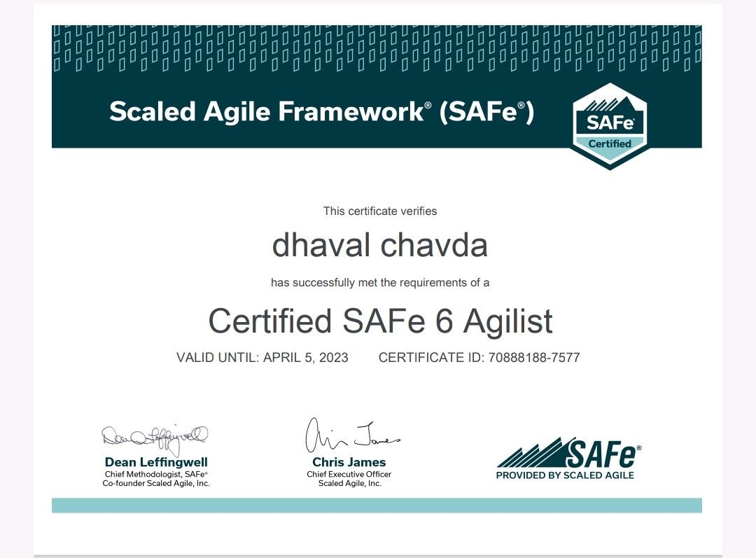 Dhaval Chavda on LinkedIn: #safeagilist #safe6 Dhaval Chavda on LinkedIn: #safeagilist #safe6