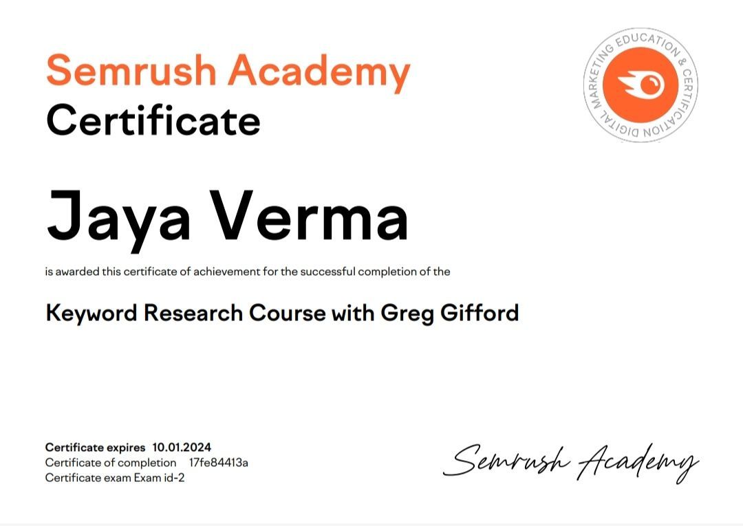 Jaya Verma on LinkedIn: #pradeep #himanshu #shajan #semrush Jaya Verma on LinkedIn: #pradeep #himanshu #shajan #semrush