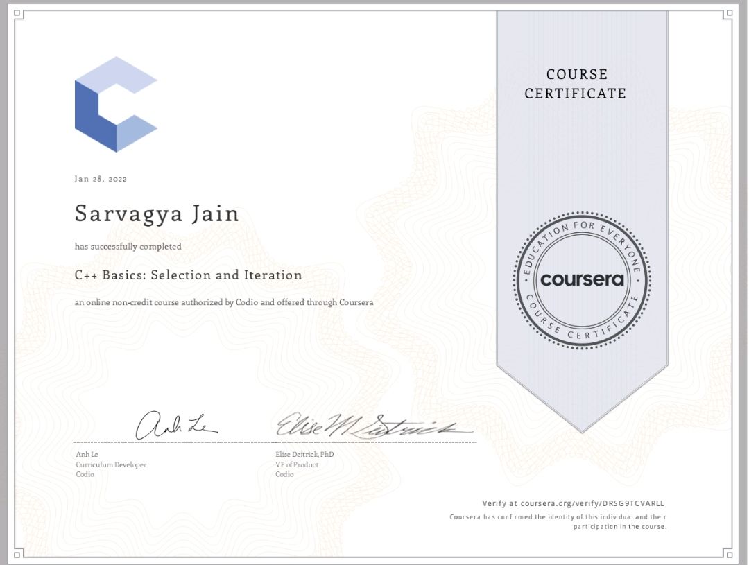 Sarvagya Jain on LinkedIn: #cplusplus #learning #coding Sarvagya Jain on LinkedIn: #cplusplus #learning #coding