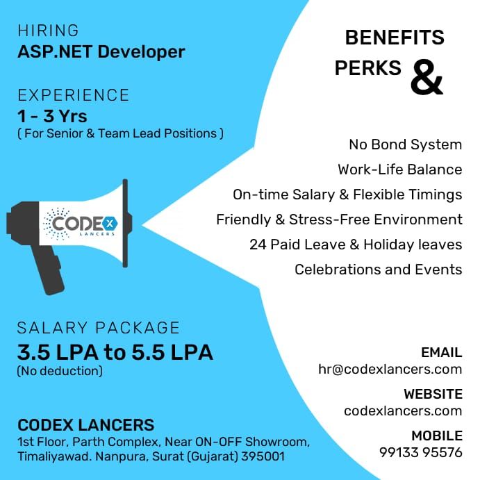 CodeX Lancers on LinkedIn: #aspdotnet #hiringnow #aspdotnetmvc # ... CodeX Lancers on LinkedIn: #aspdotnet #hiringnow #aspdotnetmvc # ...