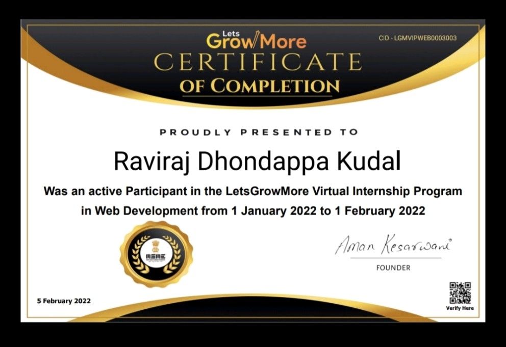 Raviraj Kudal on LinkedIn: #connections #internship #webdevelopment Raviraj Kudal on LinkedIn: #connections #internship #webdevelopment