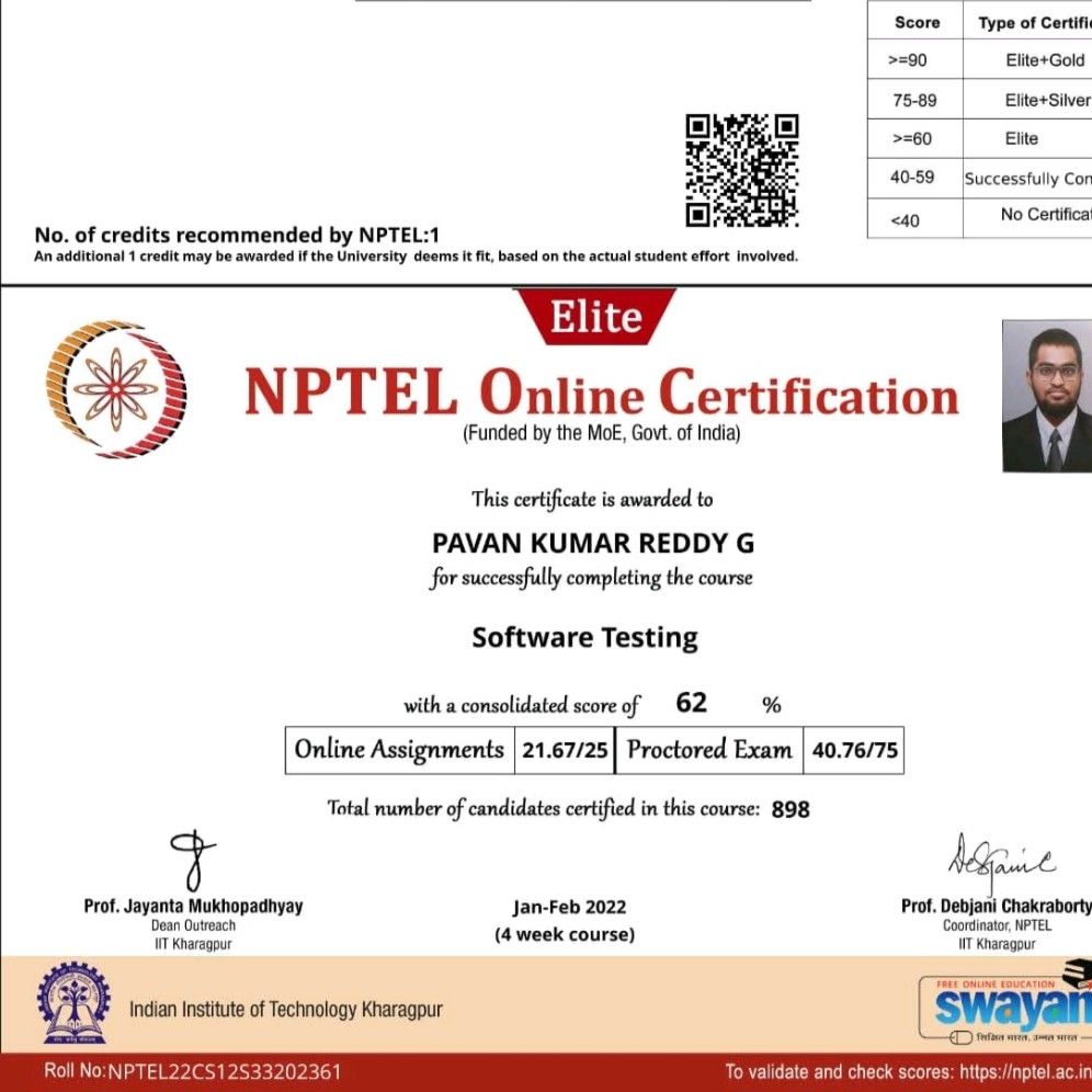 Pavan Kumar Reddy G on LinkedIn: #nptel Pavan Kumar Reddy G on LinkedIn: #nptel