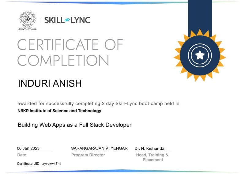 Anish Induri on LinkedIn: #skilllynccertificate #bootcamp Anish Induri on LinkedIn: #skilllynccertificate #bootcamp