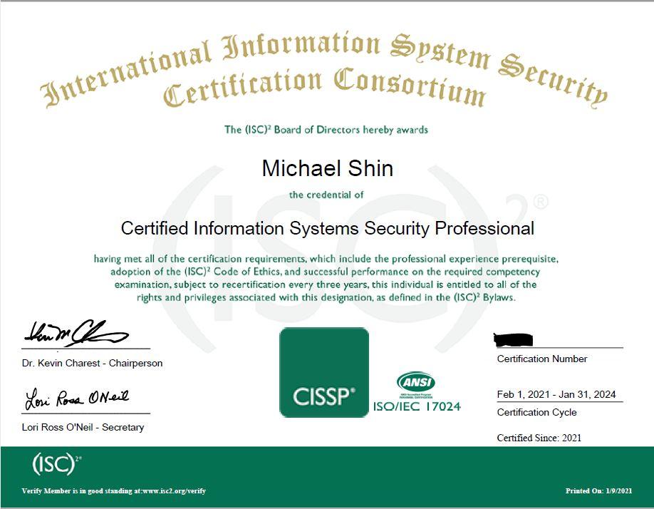 Michael Shin, CISSP on LinkedIn: #cissp #isc2 | 48 comments Michael Shin, CISSP on LinkedIn: #cissp #isc2 | 48 comments