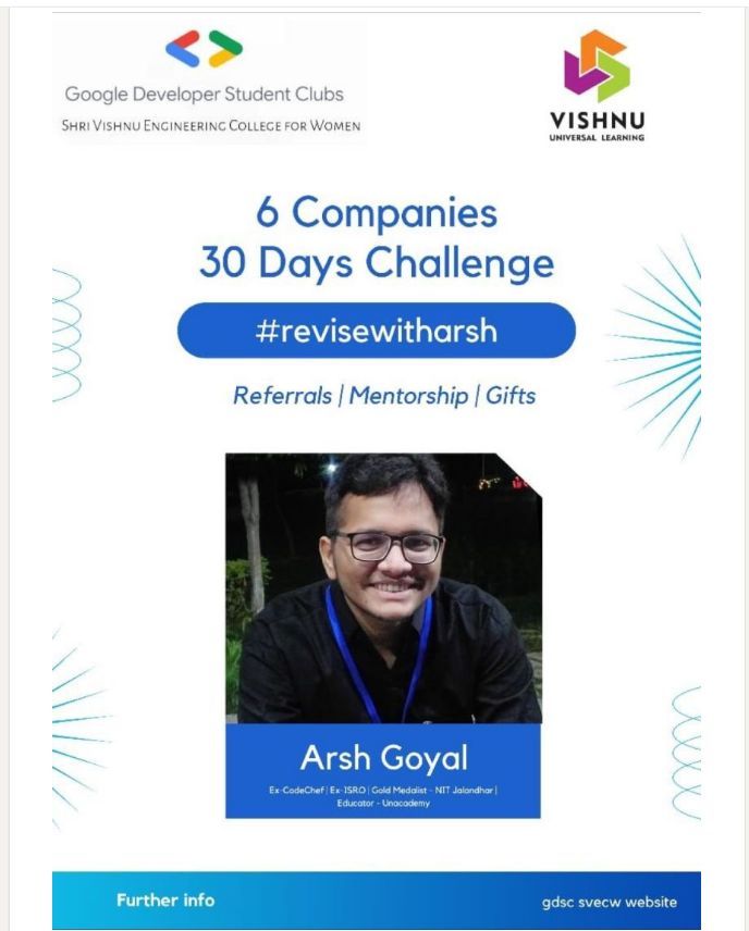 Jahnavi Urugonda on LinkedIn: #revisewitharsh #6companies30days Jahnavi Urugonda on LinkedIn: #revisewitharsh #6companies30days