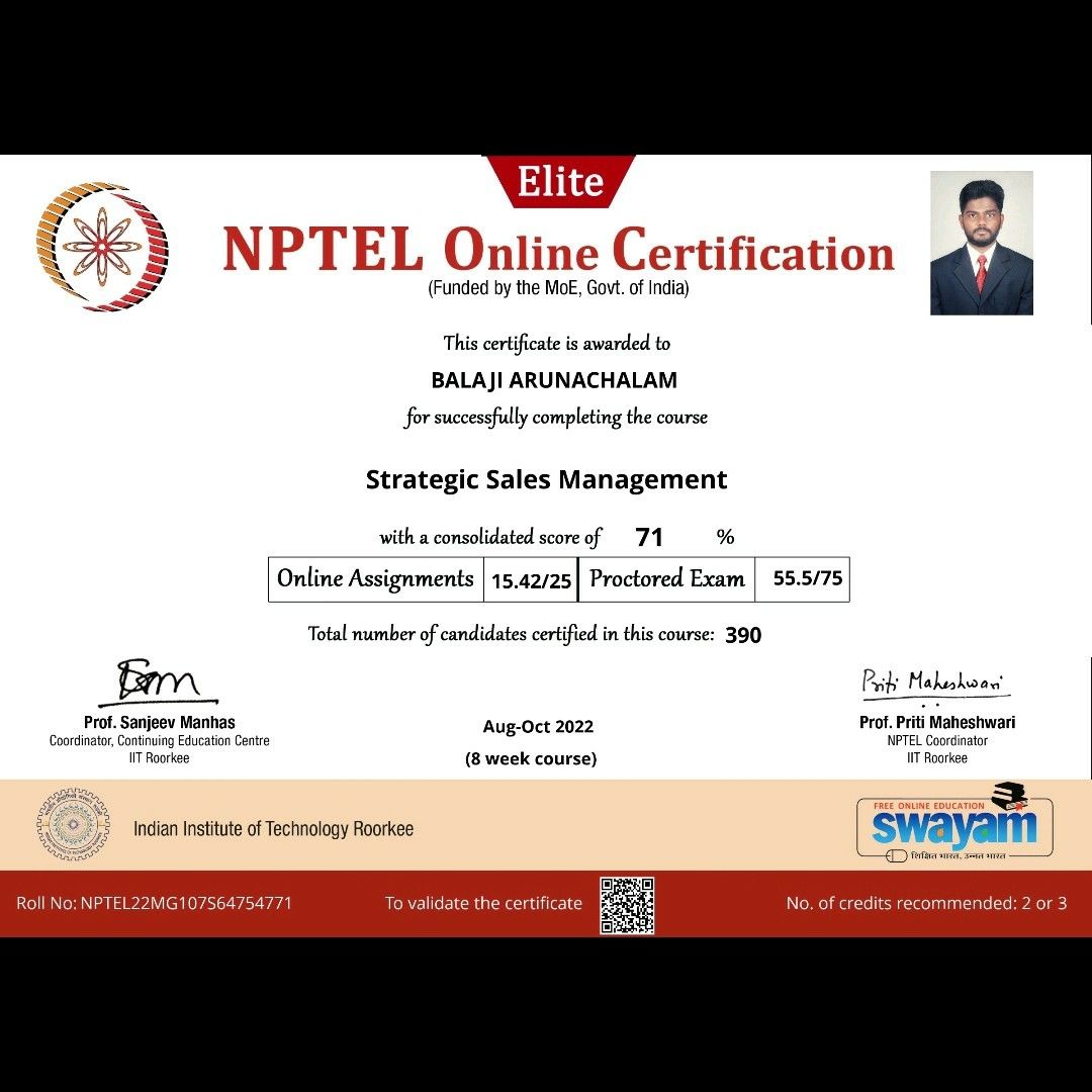 Balaji Arunachalam on LinkedIn: #nptel #iitroorkee Balaji Arunachalam on LinkedIn: #nptel #iitroorkee