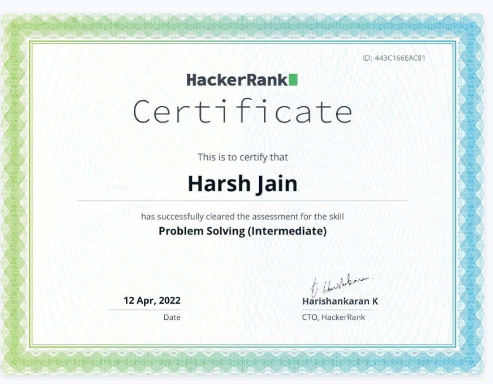 Harsh Jain on LinkedIn: #hackerrank Harsh Jain on LinkedIn: #hackerrank