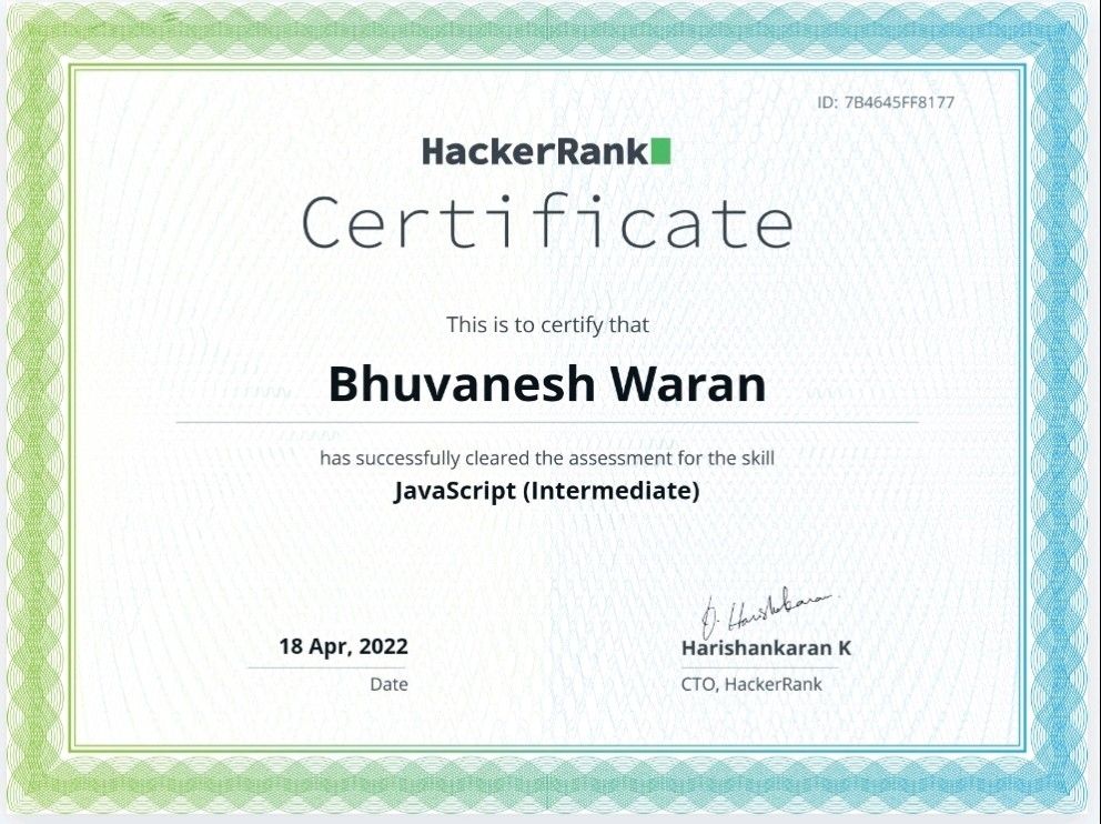 Bhuvaneshwaran S on LinkedIn: #hackerrank #javascript # ... Bhuvaneshwaran S on LinkedIn: #hackerrank #javascript # ...