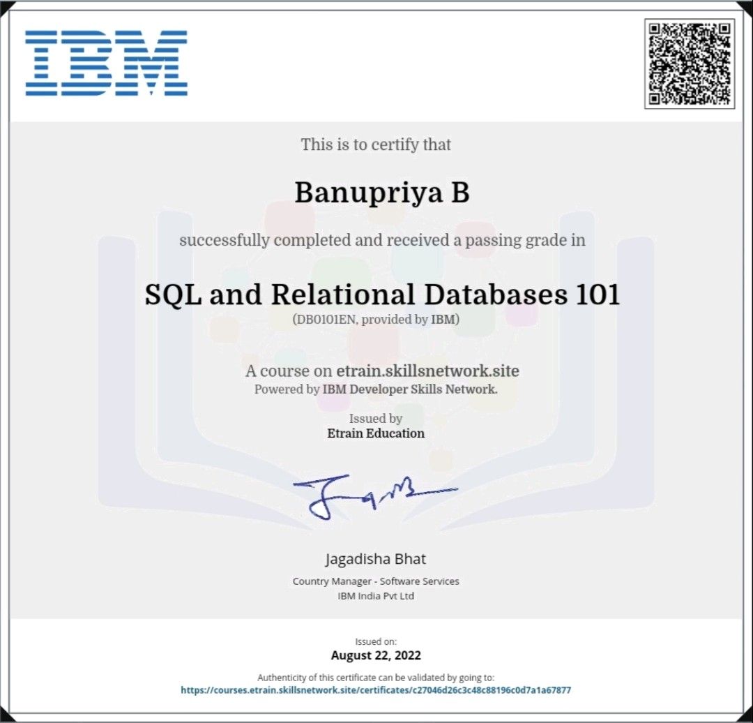 Banupriya Balamurugan on LinkedIn: I have completed my certification on ... Banupriya Balamurugan on LinkedIn: I have completed my certification on ...