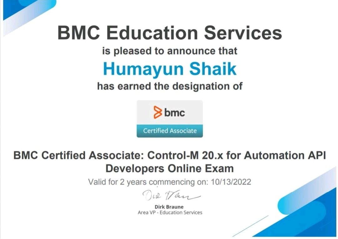 Humayun Shaik on LinkedIn: Thankyou Pankaj Pansare BMC Software Wipro ... Humayun Shaik on LinkedIn: Thankyou Pankaj Pansare BMC Software Wipro ...