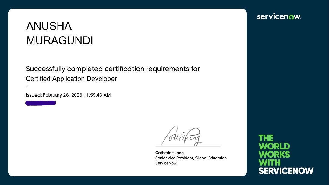 Anusha Muragundi on LinkedIn: #servicenowdeveloper #ltimindtree #certified Anusha Muragundi on LinkedIn: #servicenowdeveloper #ltimindtree #certified