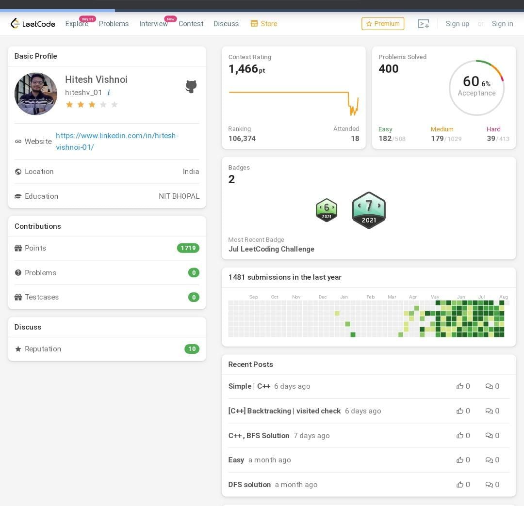 Hitesh Vishnoi on LinkedIn: #connections #leetcode #30dayschallenge # ... Hitesh Vishnoi on LinkedIn: #connections #leetcode #30dayschallenge # ...