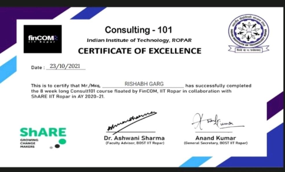 #fincom #iitropar #consulting #learningeveryday | RISHABH GARG #fincom #iitropar #consulting #learningeveryday | RISHABH GARG