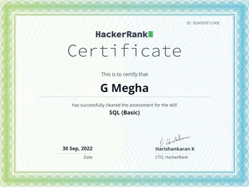 Megha Ganesan on LinkedIn: #hackerrank #sql Megha Ganesan on LinkedIn: #hackerrank #sql