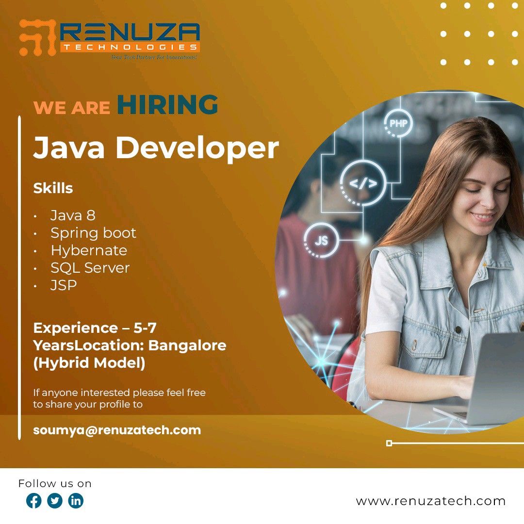 Hello Everyone, We are looking for Java developer , if anyone ... Hello Everyone, We are looking for Java developer , if anyone ...