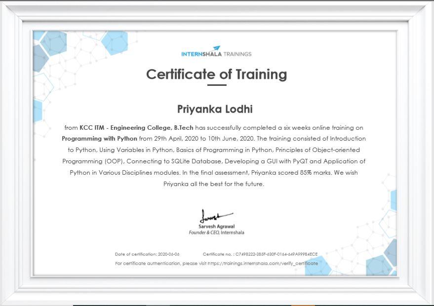 Priyanka Lodhi on LinkedIn: #python #programming #completed #course # ... Priyanka Lodhi on LinkedIn: #python #programming #completed #course # ...