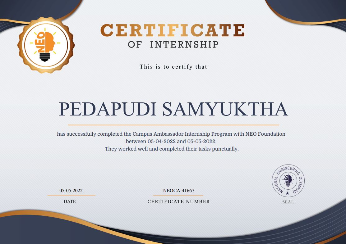 SAMYUKTHA PEDAPUDI on LinkedIn: #intership #campusambassador # ... SAMYUKTHA PEDAPUDI on LinkedIn: #intership #campusambassador # ...