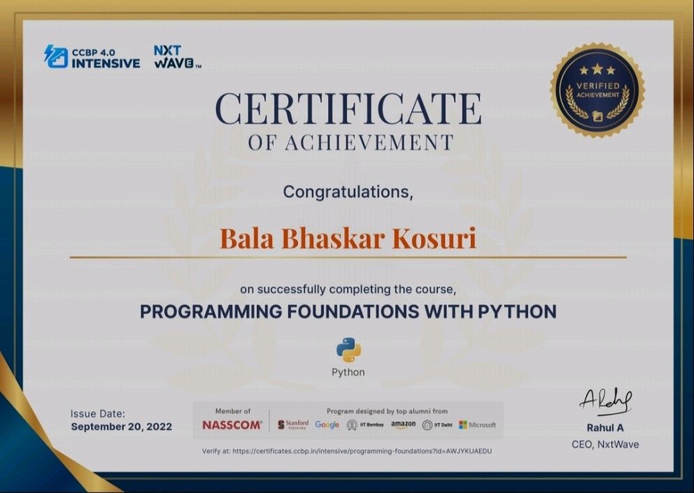 Bala Bhaskar Kosuri on LinkedIn: #ccbp #pythonprogramminglanguage Bala Bhaskar Kosuri on LinkedIn: #ccbp #pythonprogramminglanguage
