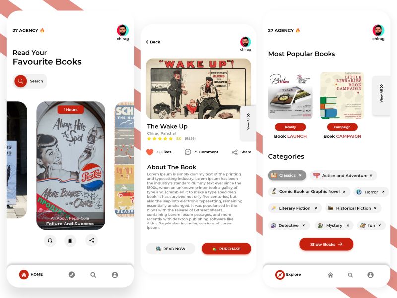 Book Reading Mobile App Ui Design | Chirag Panchal Book Reading Mobile App Ui Design | Chirag Panchal