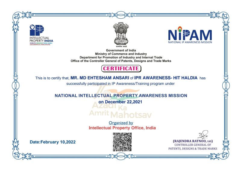 Md Ehtesham Ansari on LinkedIn: IPR Awareness-HIT Haldia Md Ehtesham Ansari on LinkedIn: IPR Awareness-HIT Haldia