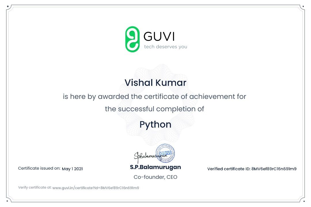 Vishal Kumar on LinkedIn: #guvi #python #pythonprogramming Vishal Kumar on LinkedIn: #guvi #python #pythonprogramming