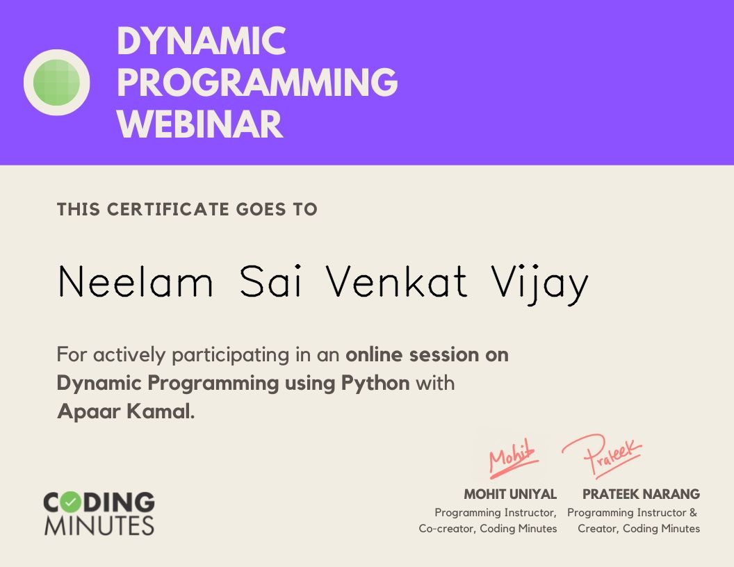 Sai Venkat Vijay Neelam on LinkedIn: #codingminutes #pythonprogramming ... Sai Venkat Vijay Neelam on LinkedIn: #codingminutes #pythonprogramming ...