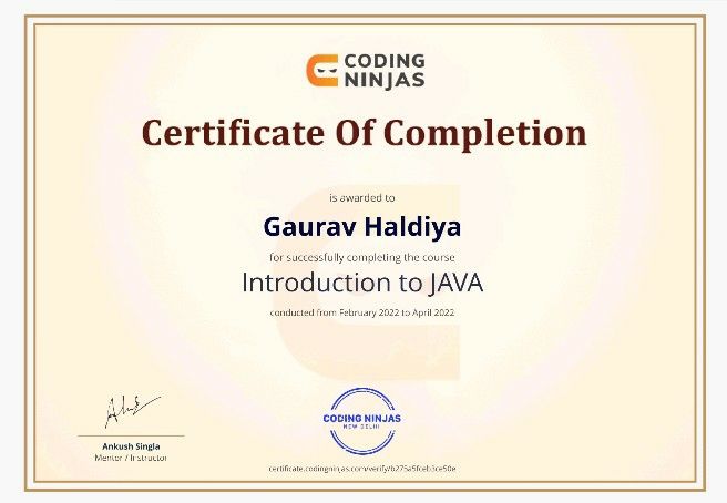 Gaurav Haldiya on LinkedIn: #codingninjas #javaprogramming Gaurav Haldiya on LinkedIn: #codingninjas #javaprogramming