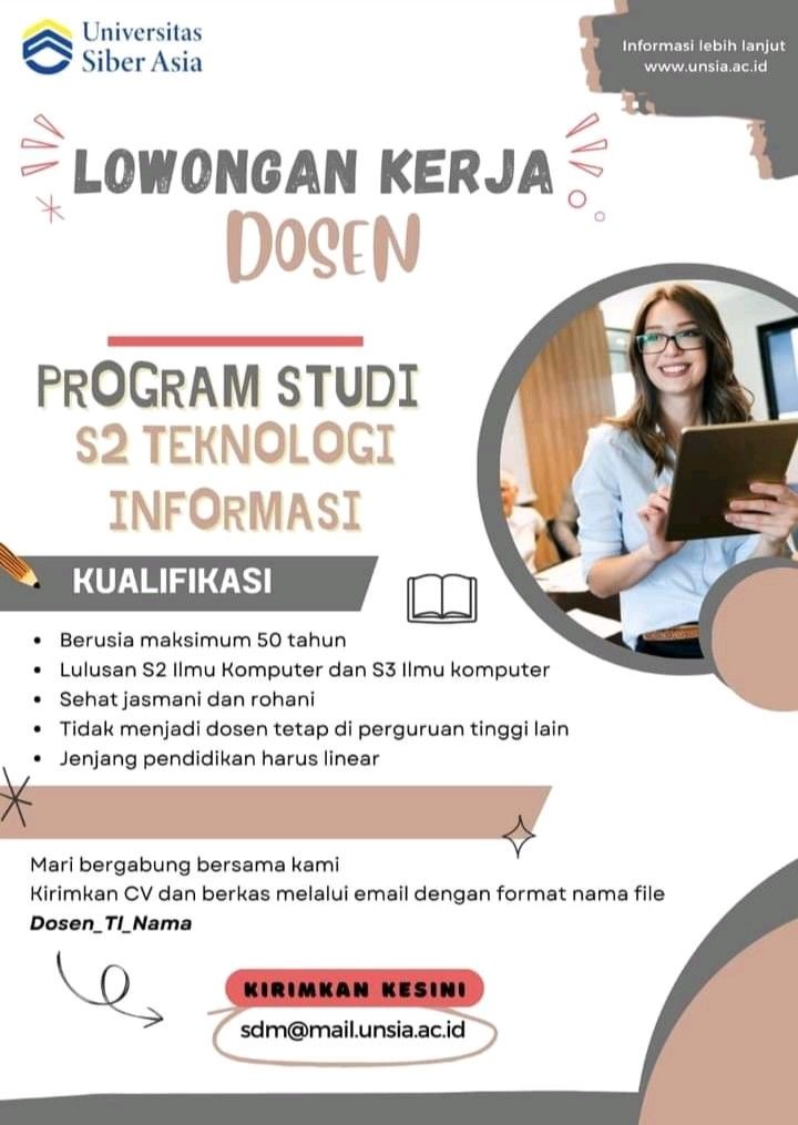 Budiman Akbar on LinkedIn: Lowongan kerja Dosen Tetap, Program Studi ... Budiman Akbar on LinkedIn: Lowongan kerja Dosen Tetap, Program Studi ...