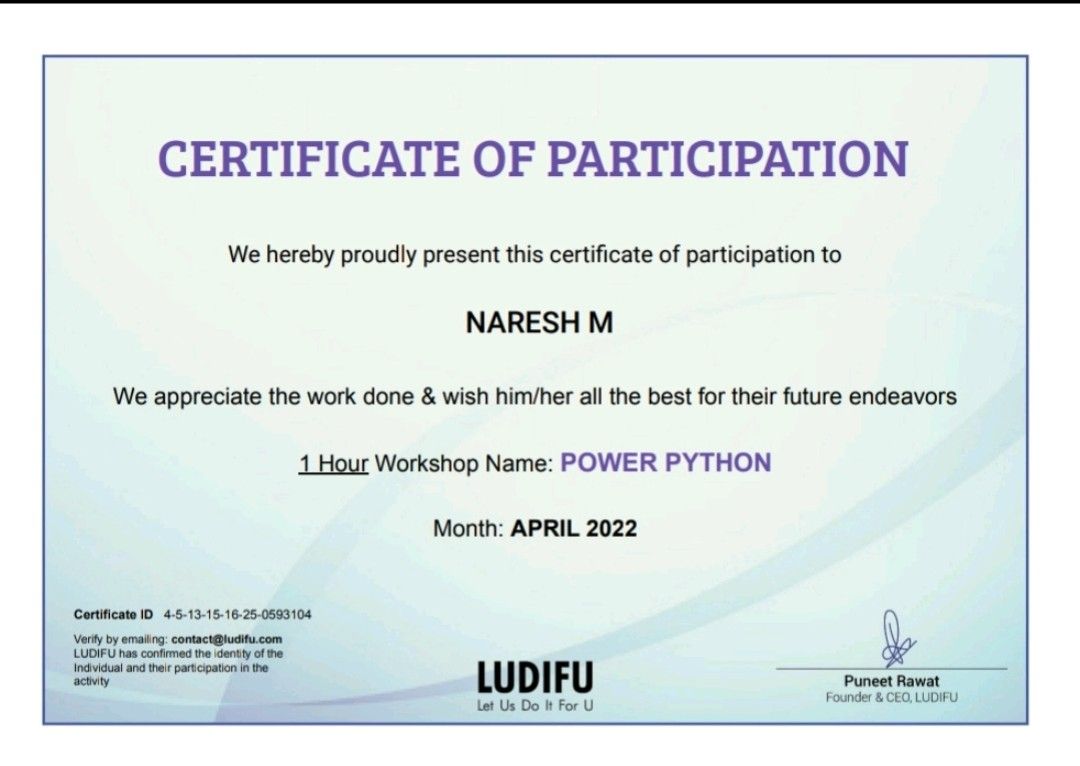 NARESH M on LinkedIn: #lidufu #python #pythonprogramming #pythonlearning… NARESH M on LinkedIn: #lidufu #python #pythonprogramming #pythonlearning…