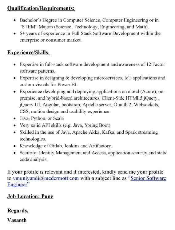 Vasanth Kumar on LinkedIn: #mcdermott #punejobs #hiring #java #javascript Vasanth Kumar on LinkedIn: #mcdermott #punejobs #hiring #java #javascript
