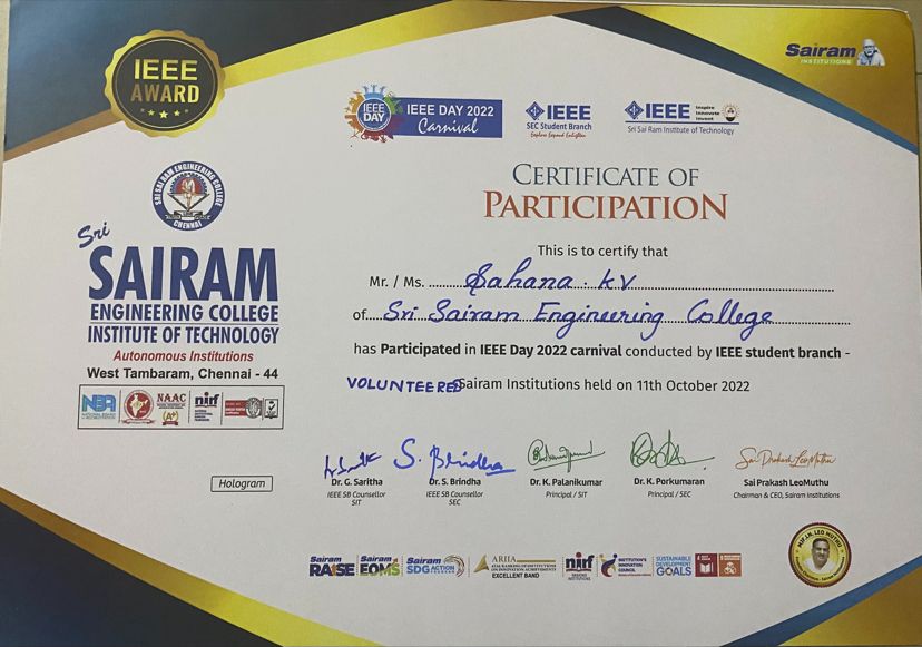Sahana Kesavan on LinkedIn: 💐Certificate of participation for being a ... Sahana Kesavan on LinkedIn: 💐Certificate of participation for being a ...