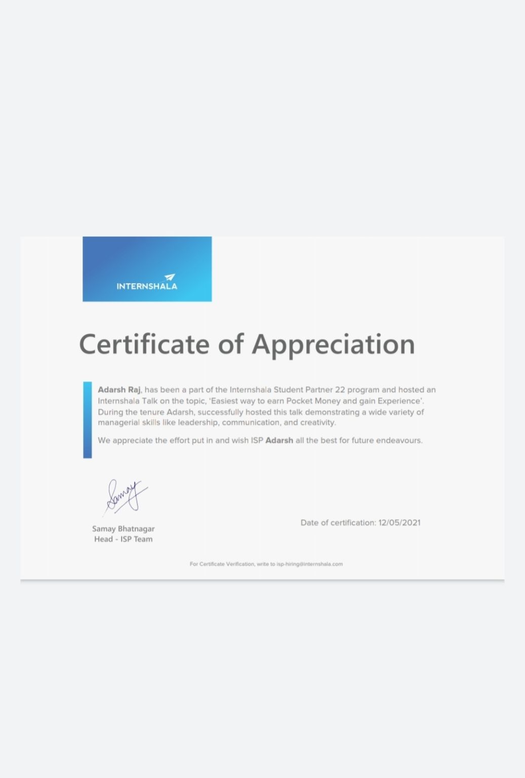 Adarsh Raj on LinkedIn: #certificate_of_appreciation # ... Adarsh Raj on LinkedIn: #certificate_of_appreciation # ...