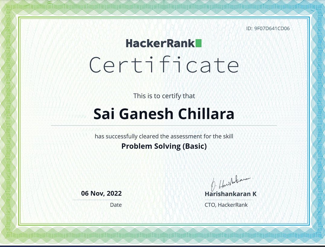 Sai Ganesh Chillara on LinkedIn: #hackerrank Sai Ganesh Chillara on LinkedIn: #hackerrank